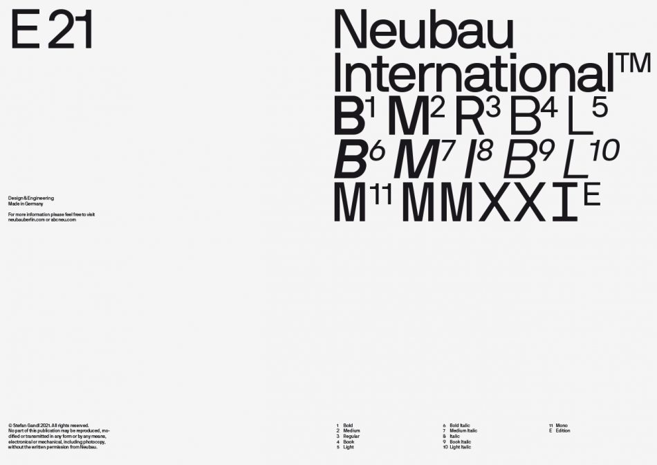 Neubau / NB International™ Pro (E21) Type Specimen & Supplement